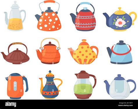 Cartoon Teapots And Kettles Tea Pitcher Coffee Jug And Ceramic