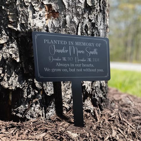 Personalized Memorial Tree Plaque With Stake Sturdy Metal Garden