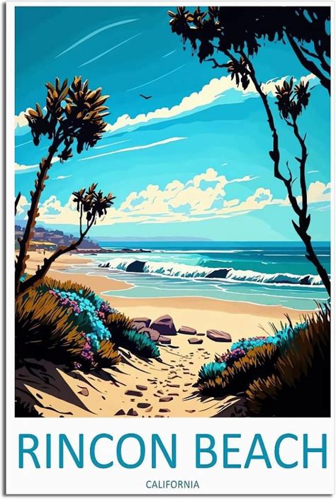 Rincon Beach California Vintage Travel Posters Landscape