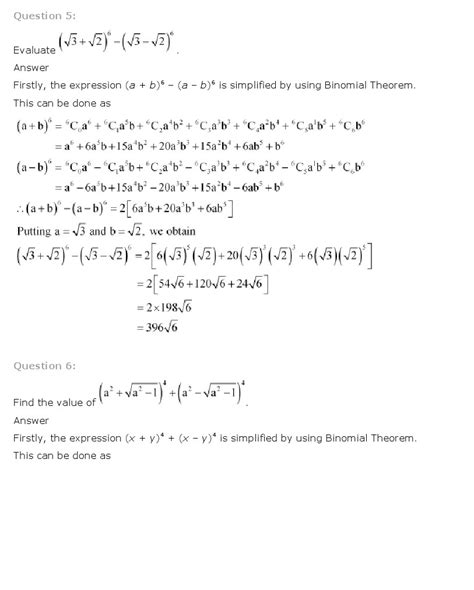Maths Ch 8 Binomial Theorem Class 11 Ncert Solutions