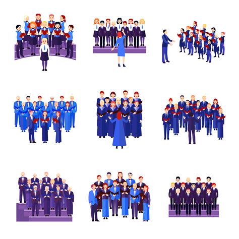 Choir Singing Ensemble Flat Icons Collection 482538 Vector Art At Vecteezy