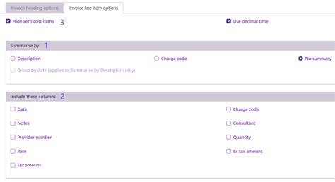 Heading And Line Item Options