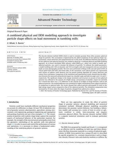 Pdf A Combined Physical And Dem Modelling Approach To Investigate