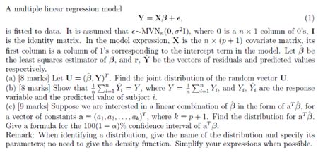 A Multiple Linear Regression Model Y X3 1 Is
