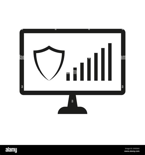 Security Monitor Icon Vector Data Protection Bar Graph Screen