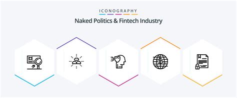 Naked Politics And Fintech Industry 25 Line Icon Pack Including