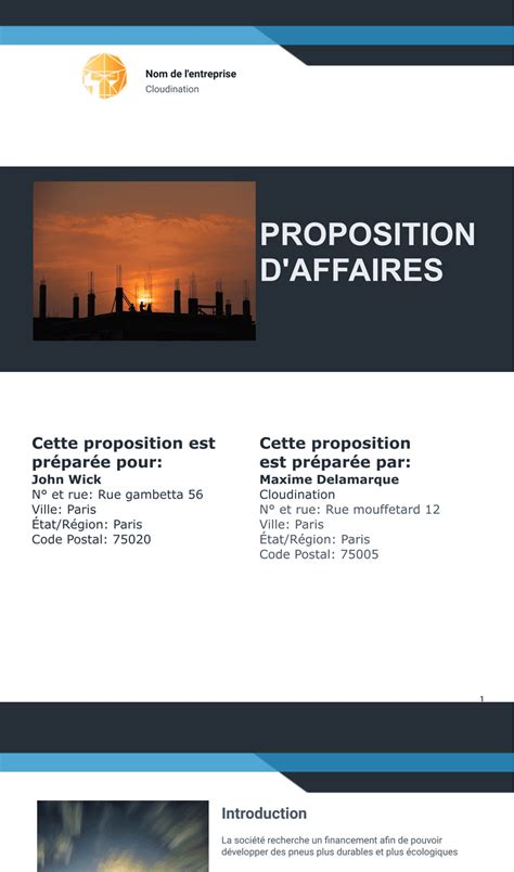 Modèle de proposition commerciale gratuit Modèles de PDF Jotform