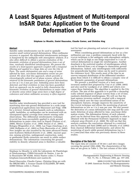 Pdf A Least Squares Adjustment Of Multi Temporal Insar Data Application To The Ground