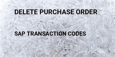 Delete Purchase Order Tcode In Sap Transaction Codes List