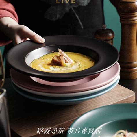 現貨 北歐ins色釉陶瓷盤子 簡約創意意麵盤 沙拉盤 深湯盤 西餐盤 蝦皮購物