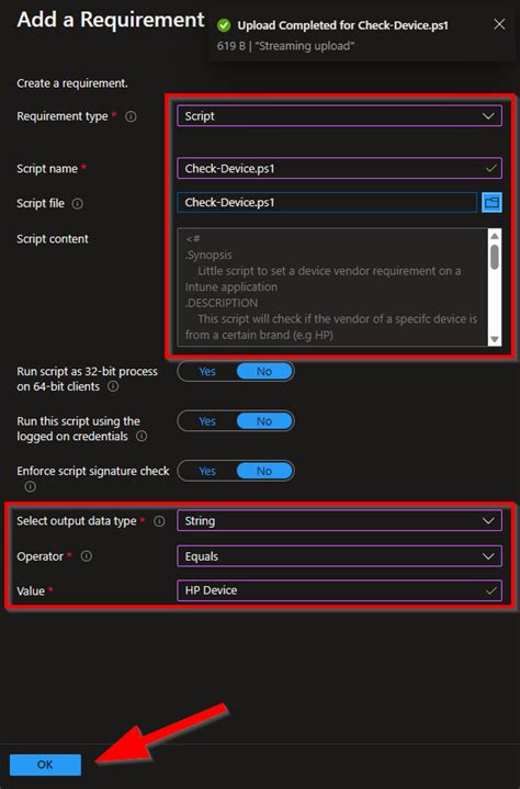 Set A Microsoft Intune Application Requirement PowerShell Script
