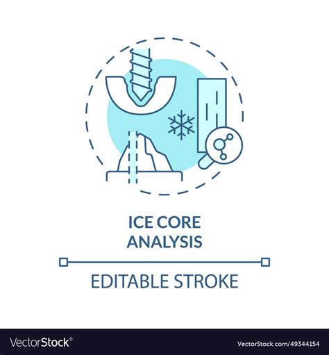 Thin Linear Blue Icon Ice Core Analysis Concept Vector Image
