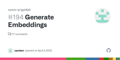 Generate Embeddings · Issue 194 · Nomic Aigpt4all · Github