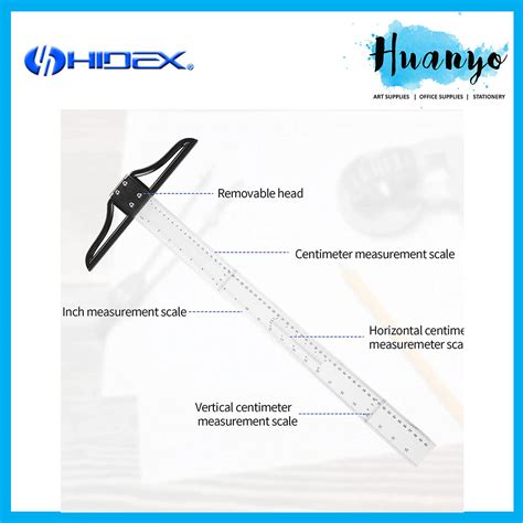 Hidex Clear Plastic Acrylic T Square Ruler With Detachable Head 105cm
