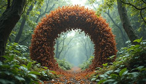 Stable Diffusion Prompt Massive Ant Colony Nest Arches Over Forest