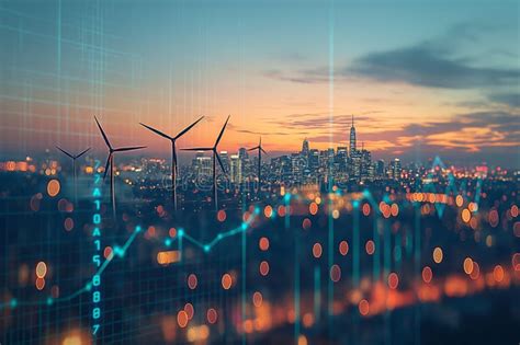 Electricity Power Grid With Stock Market Graph Stock Illustration