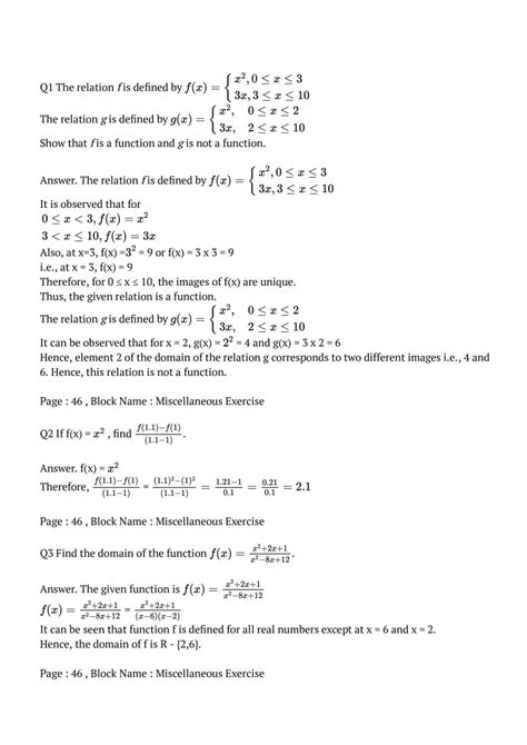 Ncert Solutions For Class 11 Maths Chapter 2 Relations And Functions Question Answer Pdf 2025