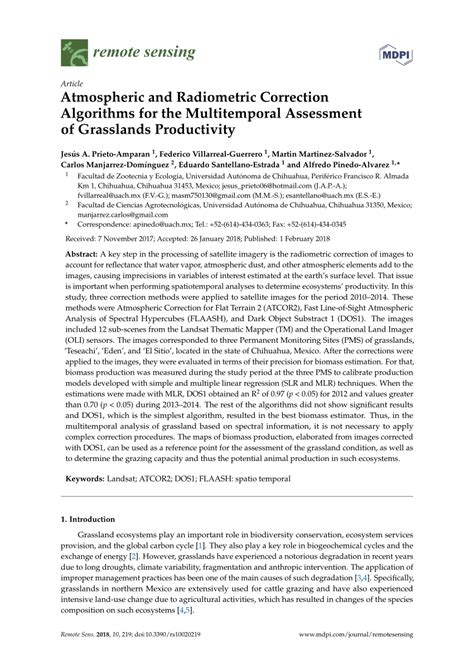 Pdf Atmospheric And Radiometric Correction Algorithms For The