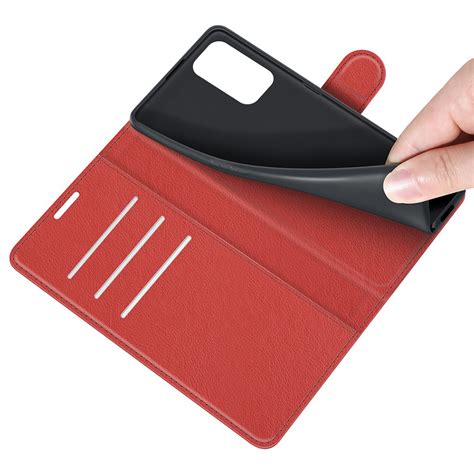 Leather Wallet Case For Oppo A54 5g A74 5g Red