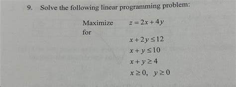 Solved Solve The Following Linear Programming Problem