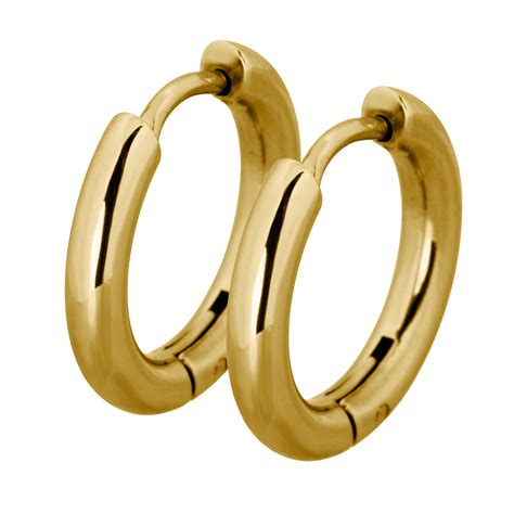 ARGOLLAS DE ACERO QUIRÚRGICO DORADO REDONDO BRILLANTE DE 15MM ARS NATURA