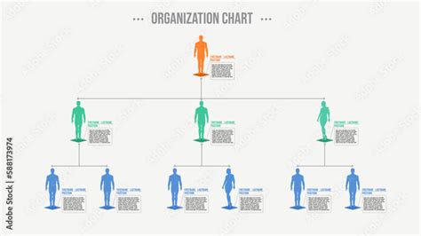Vector Illustration Of 3 Level Company Organization Chart With Business