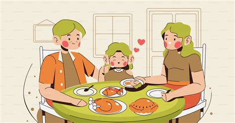 음식이 놓인 식탁에 둘러앉은 가족 벡터 Unsplash의 추수 감사절 이미지