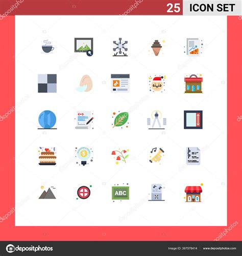 Mobile Interface Flat Color Set Pictograms Increase Analysis Park Party