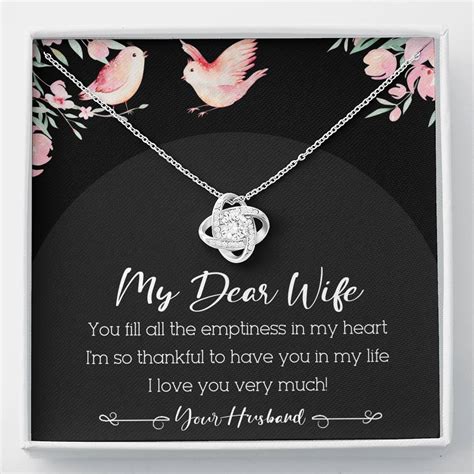 My Dear Wife Love Knot Necklace Message Card Teepoem Ltd