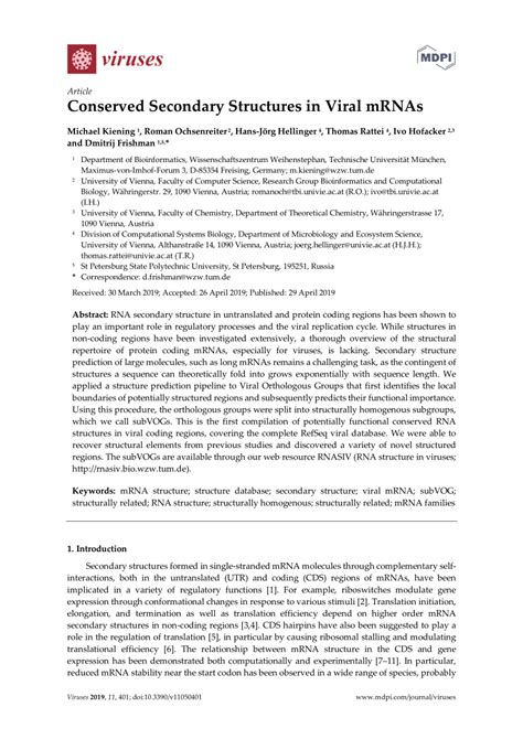 Pdf Conserved Secondary Structures In Viral Mrnas