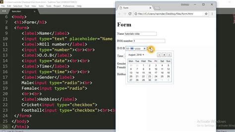 Html Form Input Types Youtube