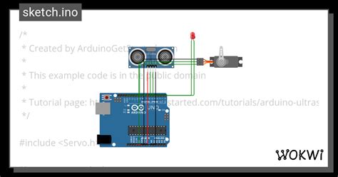 Led And Ultra Sonic Wokwi ESP32 STM32 Arduino Simulator