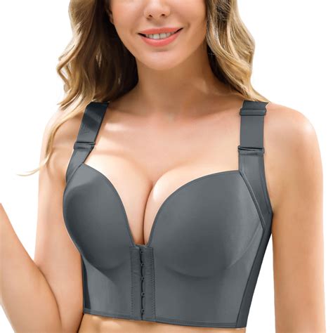 Bras Women Front Closureandwide Straps Longline Cup Full Coverage Push Up