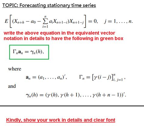 Solved Topic Forecasting Stationary Time Series N E Xnth