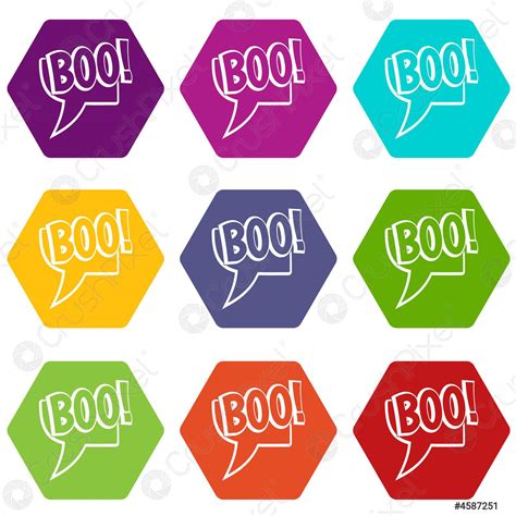 Boo Comic Text Speech Bubble Icon Set Color Hexahedron Stock Vector 4587251 Crushpixel