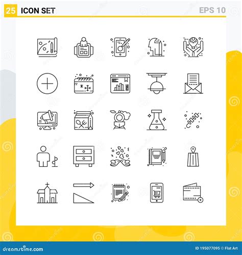 25 Universal Line Signs Symbols Of Product Defining Design Business Mind Stock Vector