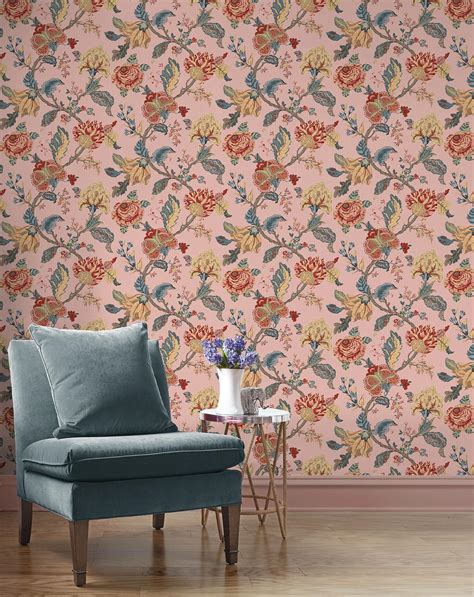 Seabrook Lana Jacobean Blush Wallpaper Decoratorsbest