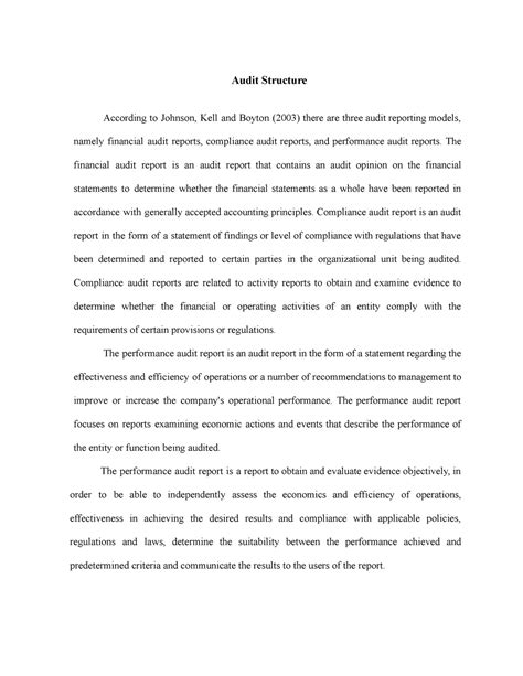 Audit Structure Audit Structure According To Johnson Kell And Boyton