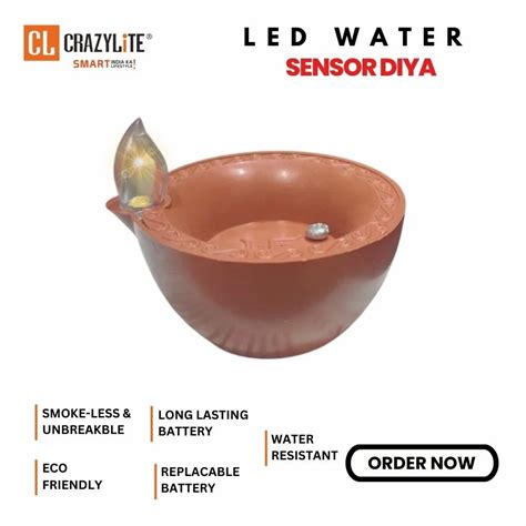 Plastic Festivals Led Water Sensor Diya Finish Type Brown Color
