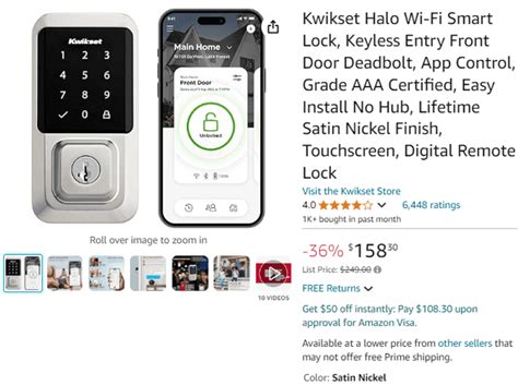 Kwikset Halo Wi Fi Smart Lock Keyless Satin Nickel Open Box Rio