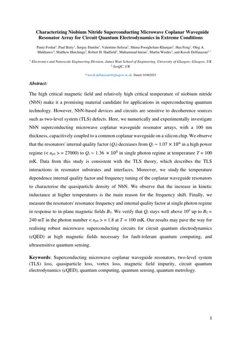 Pdf Characterizing Niobium Nitride Superconducting Microwave Coplanar
