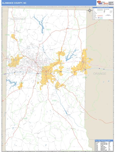 Alamance County North Carolina Zip Code Wall Map