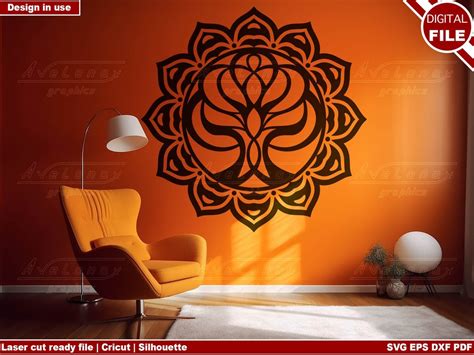 Tree Of Life Mandala Svg Tree Of Life Tattoo Png Sacred Geometry Mandala Laser Engrave File