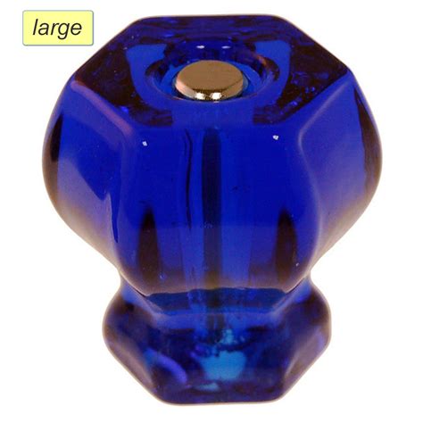Cobalt Blue Hexagon Glass Knobs With Center Bolt 3 Sizes Etsy