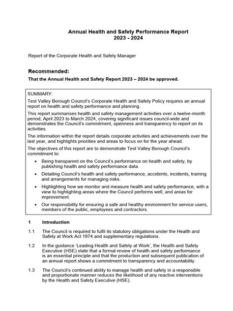 Annual Health And Safety Performance Report 2023 24 Pdf