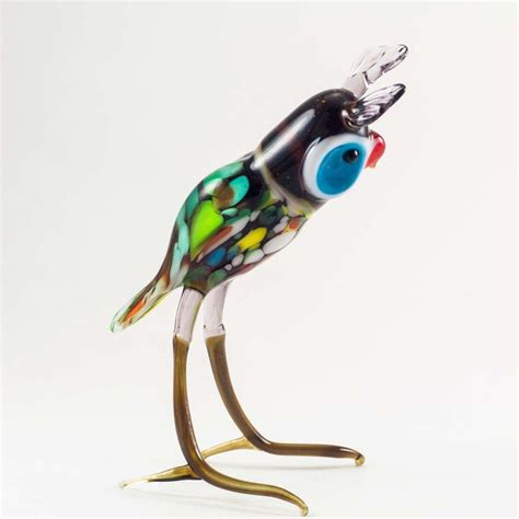 Glass Owl Figurine Owl Glass Miniature Glass Birds Etsy