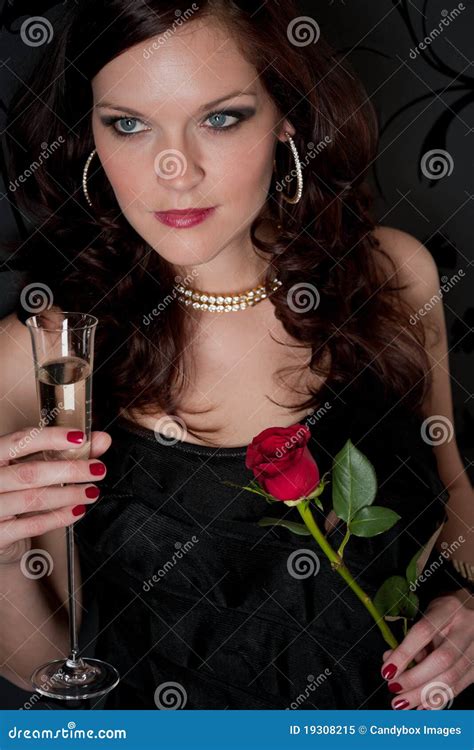 Cocktail Party Woman Evening Dress Champagne Rose Stock Image Image