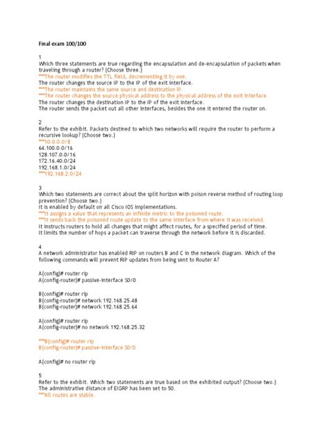 Final Exam 100 100 Pdf Routing Router Computing