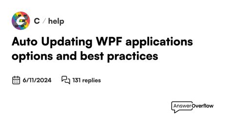 auto updating wpf applications options and best practices c