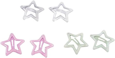 3 Pairs Glitter Star Hair Clips Colorful Metal Snap Hair Clips Women